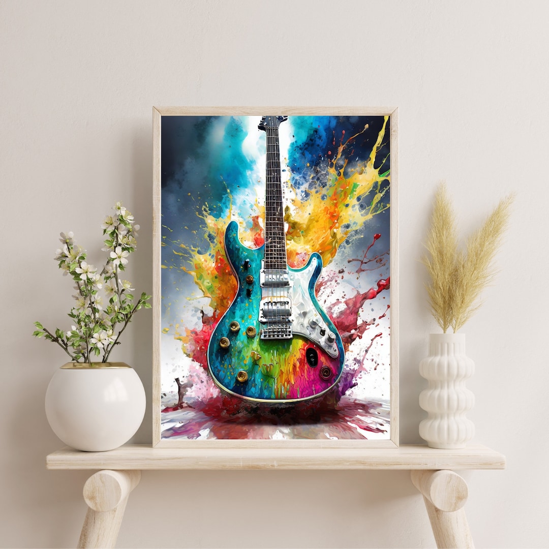 Rock Guitarist, Guitar Painting, Guitarist Art, Musical Instruments ...