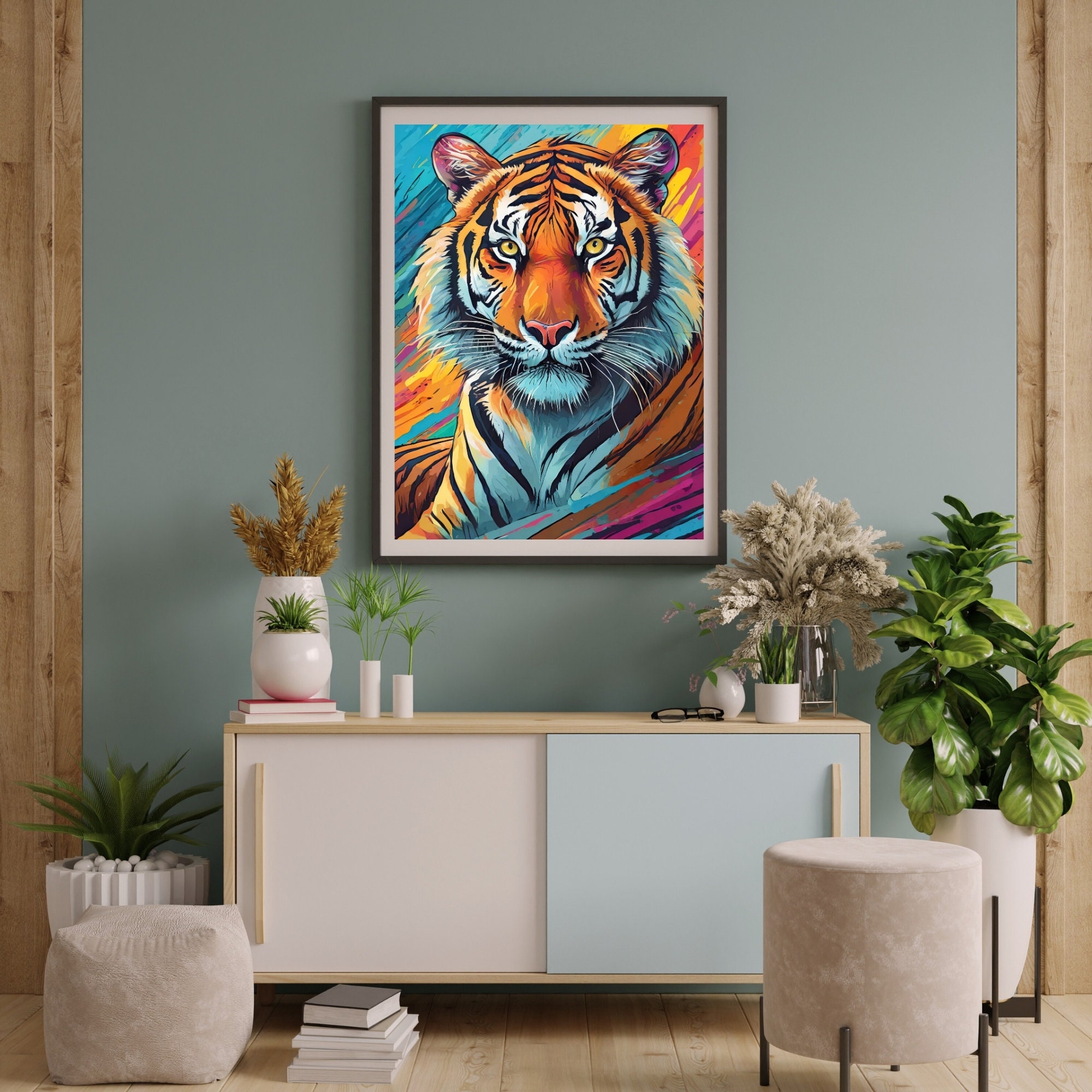 Colorful Tiger, Tiger Poster, African Animals, Nature Coloring, Etsy ...