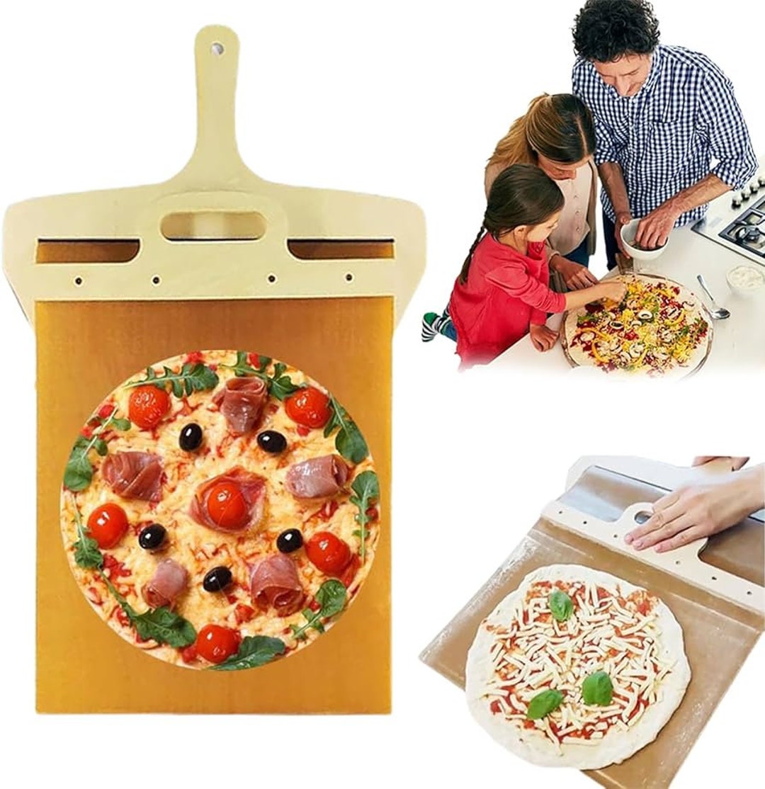 Pizza Sliding Peel Shovel Foldable Wooden Handle Transfer Tray Pizza ...