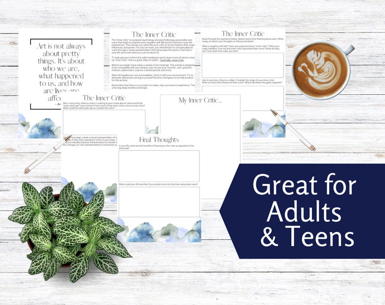 Inner Critic Art Worksheets for Adults or Teens, Art Group Project, Art ...