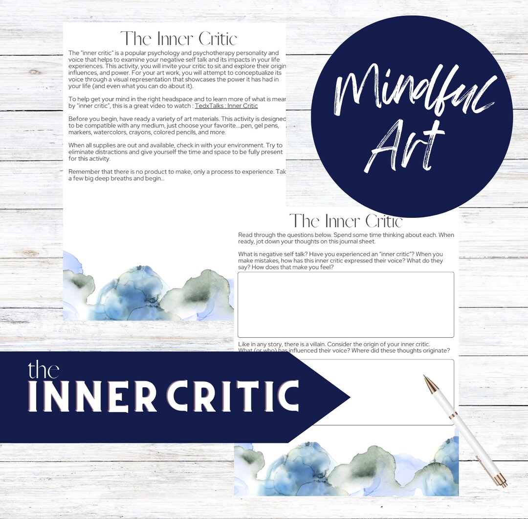 Inner Critic Art Worksheets for Adults or Teens, Art Group Project, Art ...
