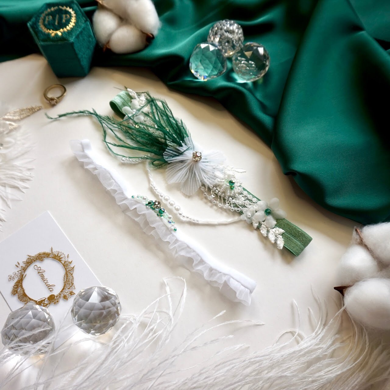 Set of Two Personalised Wedding Garters,bridal Leg Garter , Luxury ...