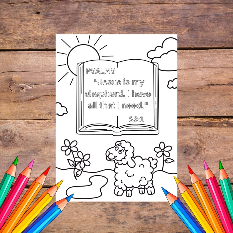 Psalms 23:1 Coloring Page PDF Bible Coloring Pages for Kids Digital ...