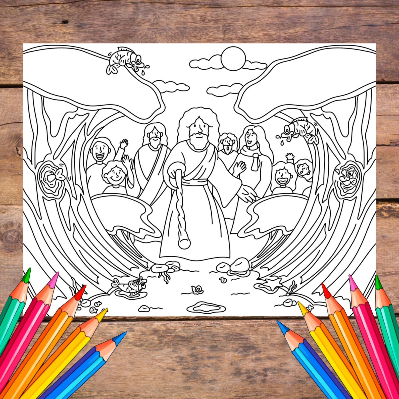 Moses Parts Red Sea Bible Activity Coloring Page PDF Bible Activity and ...
