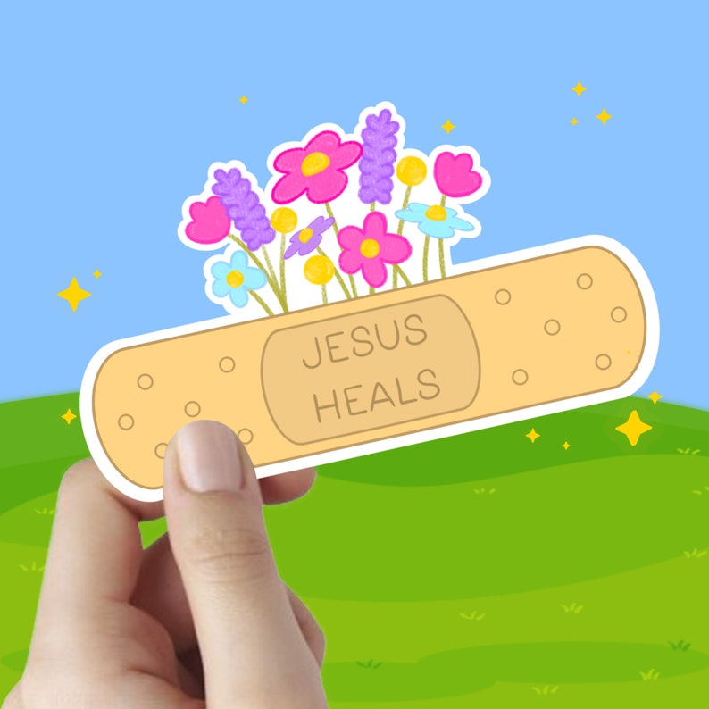 Jesus Heals Sticker Bandaid Stickers 3in 2.5in Stickers Bible Christian ...