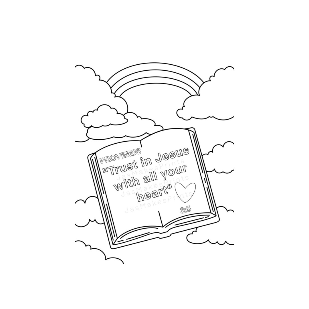 Proverbs 3:5 Coloring Page PDF Bible Coloring Pages for Kids Digital ...