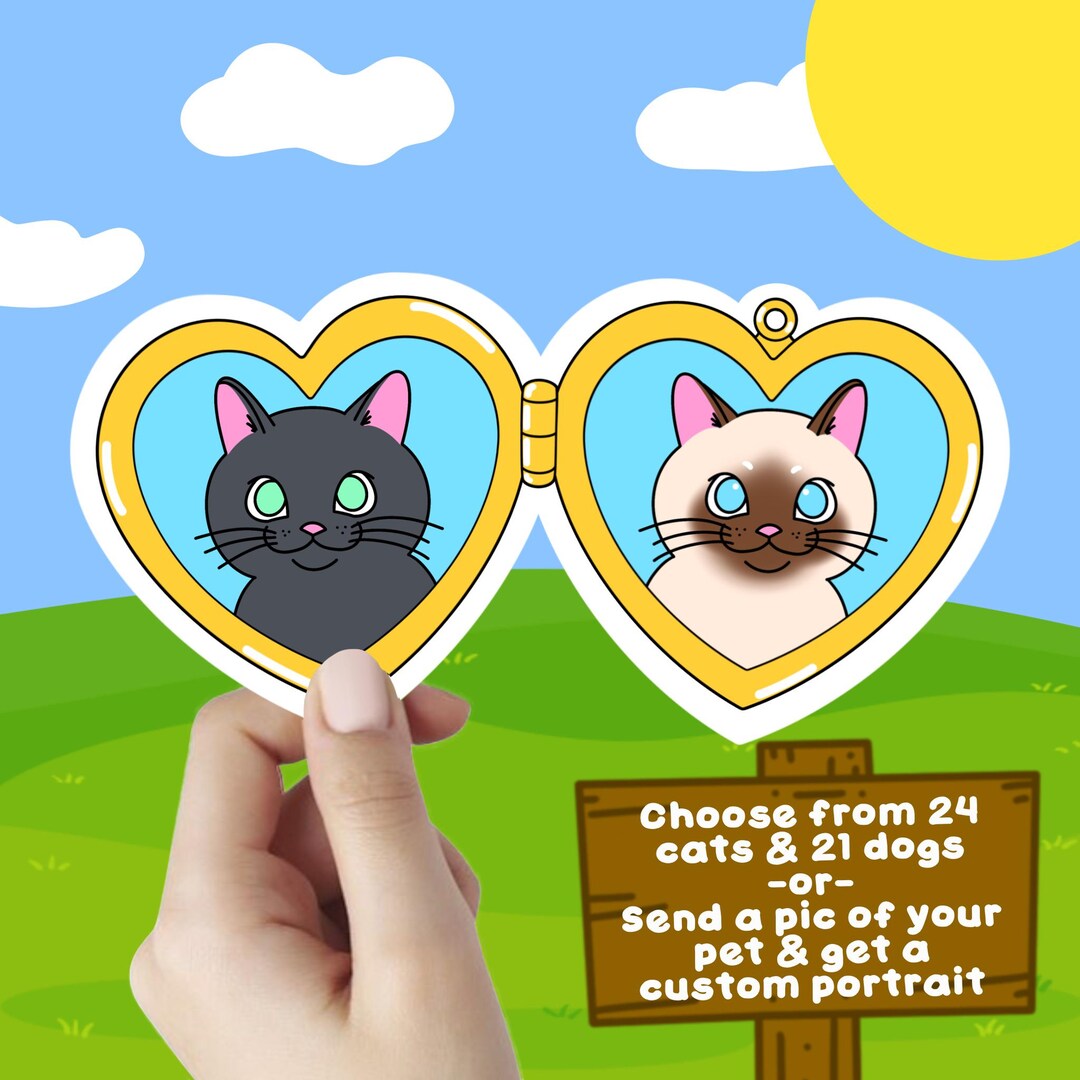 Custom Pet Portrait Heart Locket Sticker - Personalized Vinyl Decal - Etsy