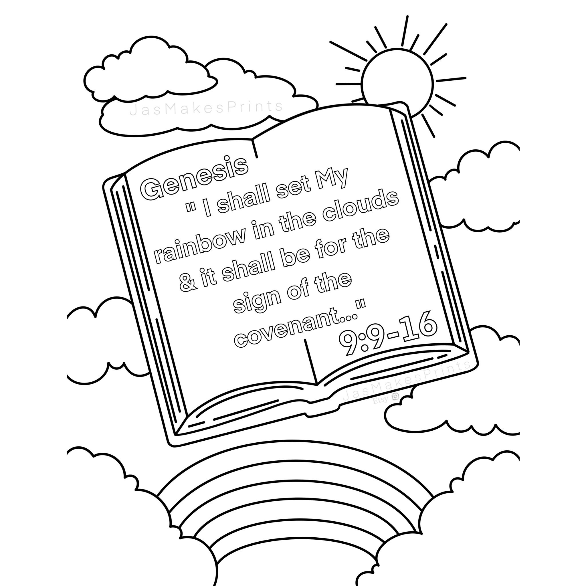 Genesis Rainbow Covenant Coloring Page PDF Bible Coloring Pages for ...
