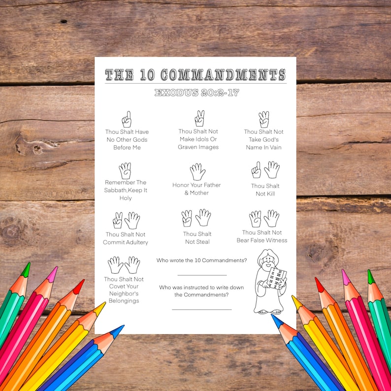 The 10 Commandments Coloring Page | Bible Activity Pages | PDF Digital ...