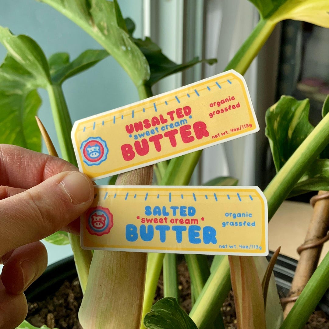 Butter Sticker | Salted & Unsalted Stickers | A16 - Etsy
