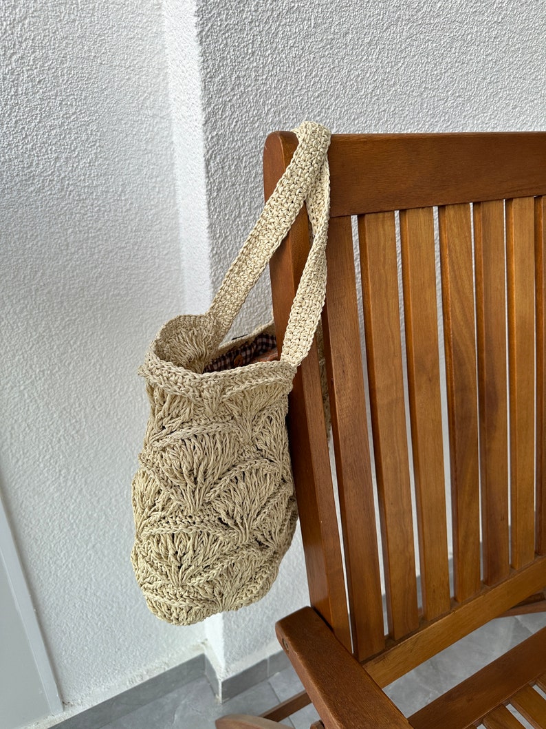 Natural Raffia Straw String, Handmade Straw Bag, Fabric Lining With ...