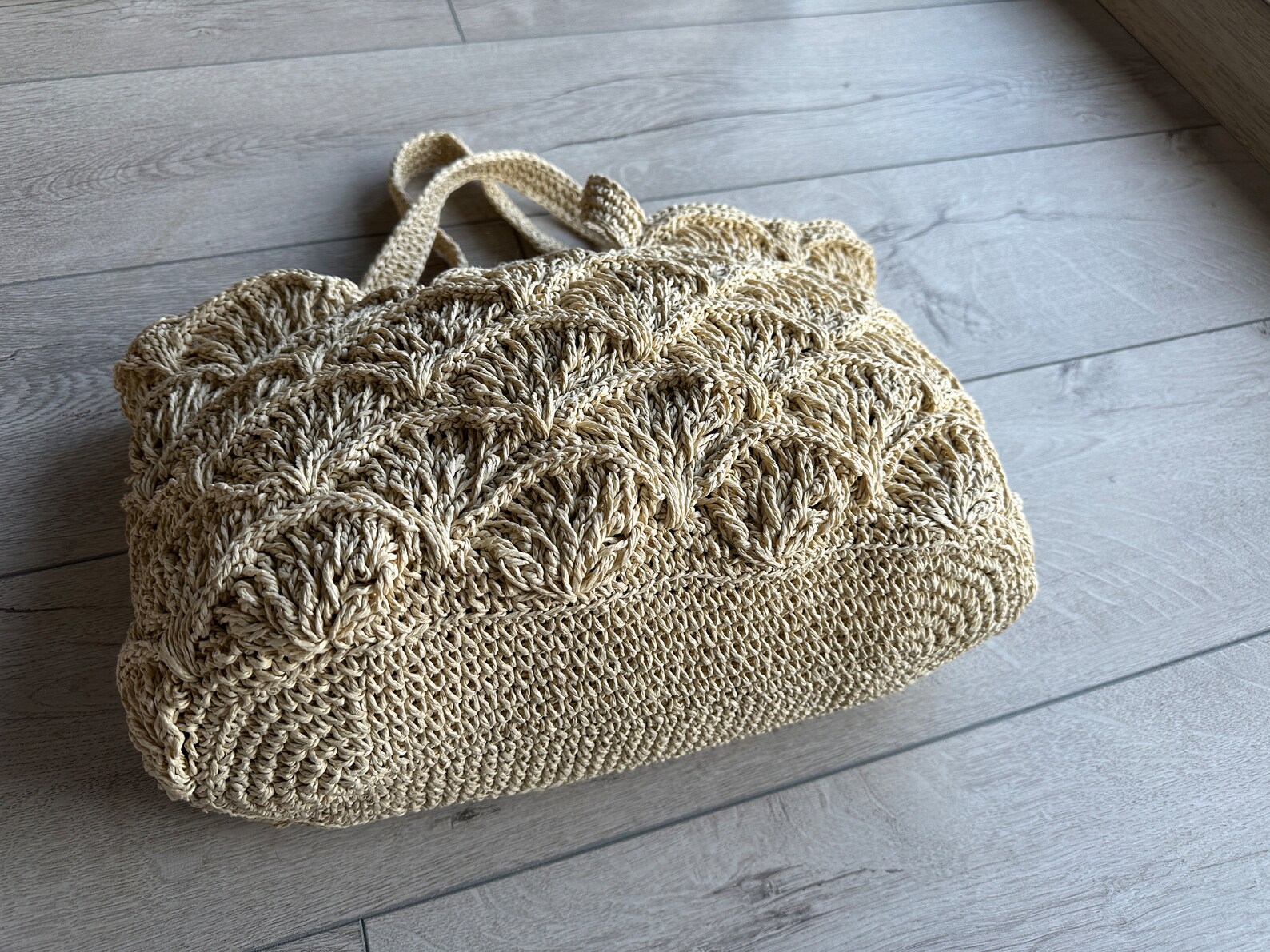 Natural Raffia Straw String, Handmade Straw Bag, Fabric Lining With ...