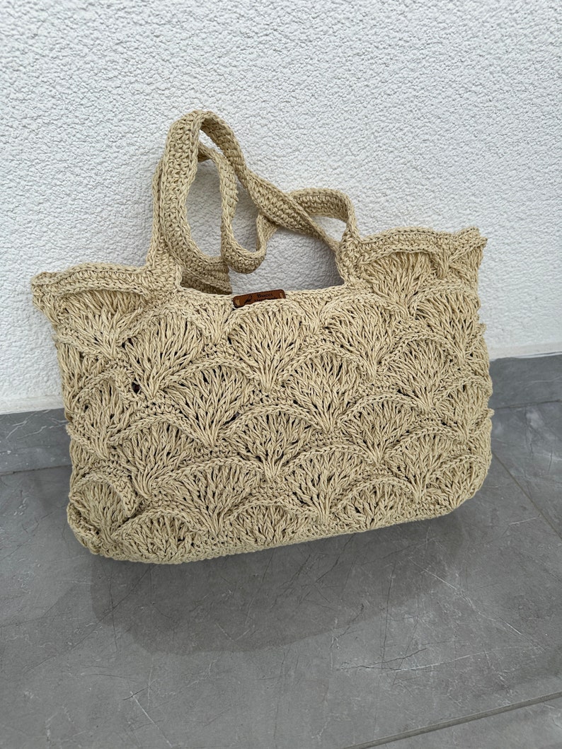 Natural Raffia Straw String, Handmade Straw Bag, Fabric Lining With ...