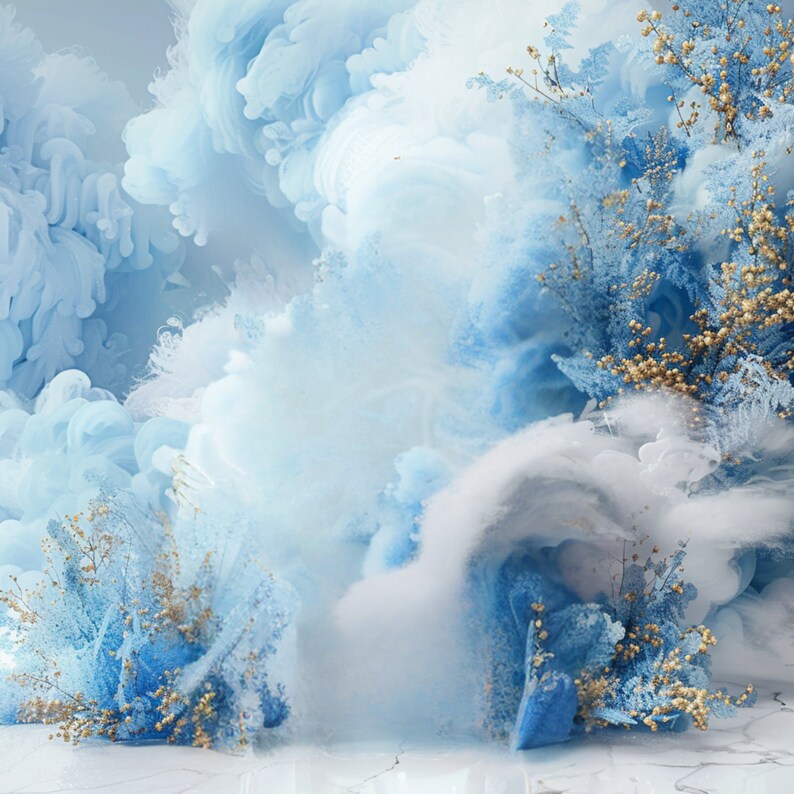 Blue White and Gold Memorial Chair Template, Blue and White Background ...