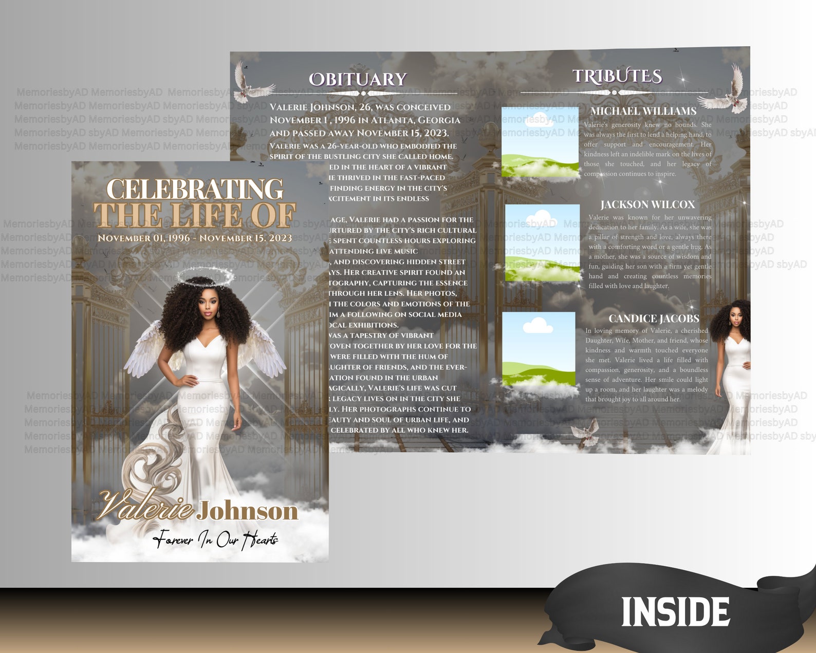 Obituary Funeral Program Template, Canva Editable Funeral Template, 8.5 ...