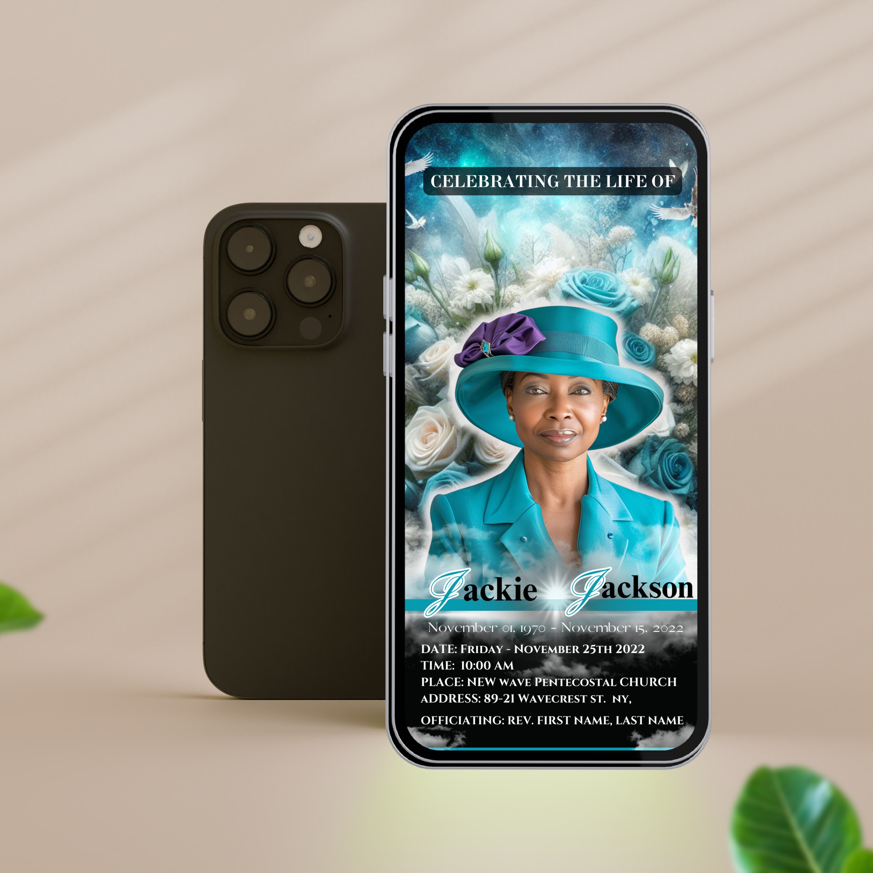 Funeral Announcement Template, Digital Memorial Flyer, Memorial Service ...