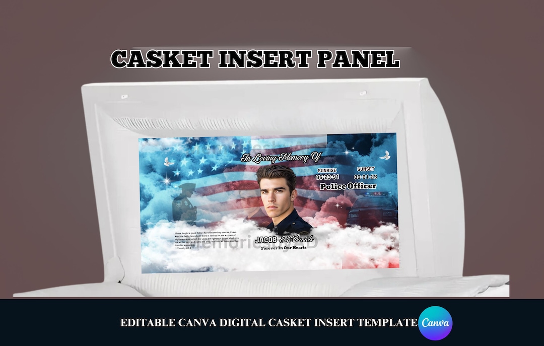 Police Officer Memorial Casket Insert, Memorial Casket Panel Template ...