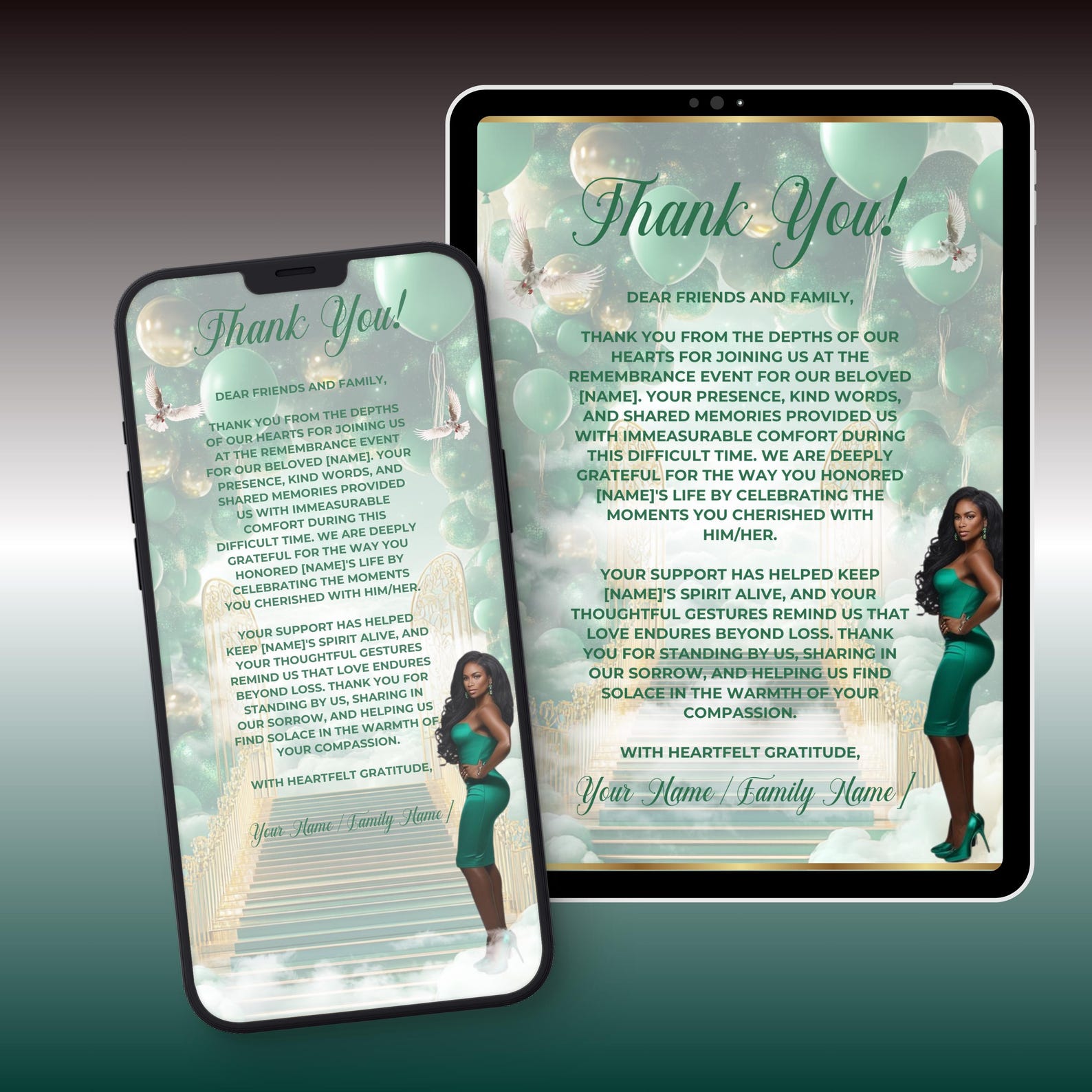 Memorial Balloon Release Announcement Template, Animated Memorial ...