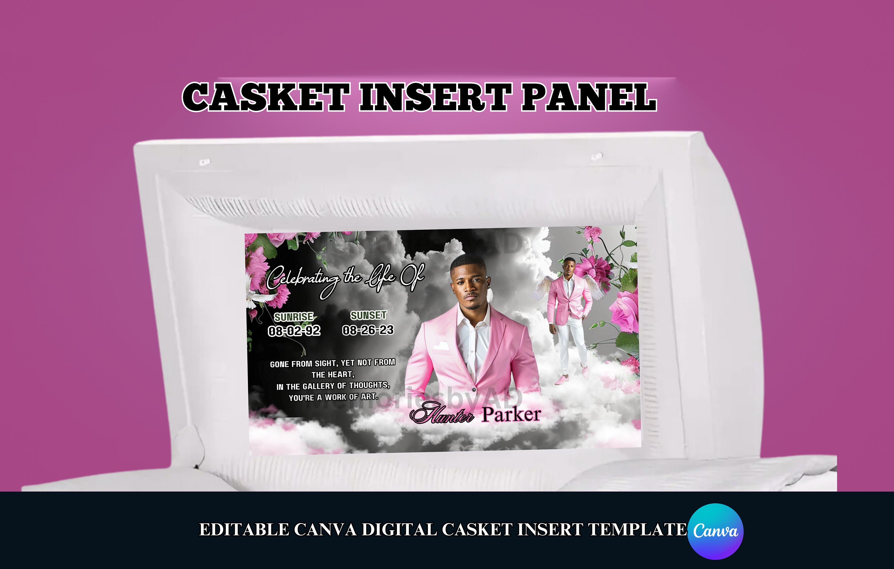 Memorial Casket Panel Template, Digital Casket Panel Design Template ...