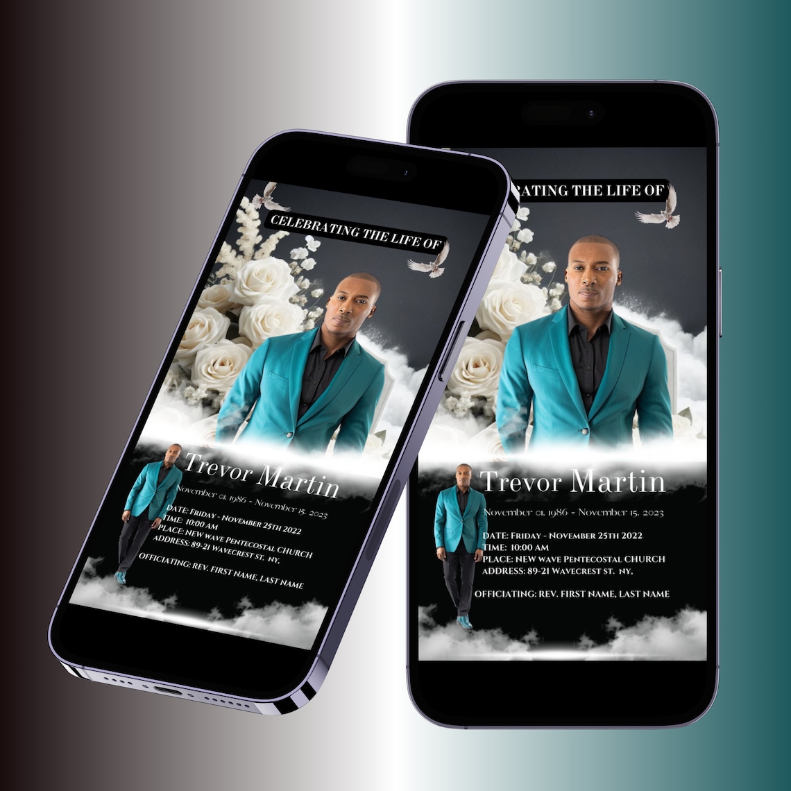 Digital Memorial Flyer, Funeral Announcement Template, Memorial Service ...