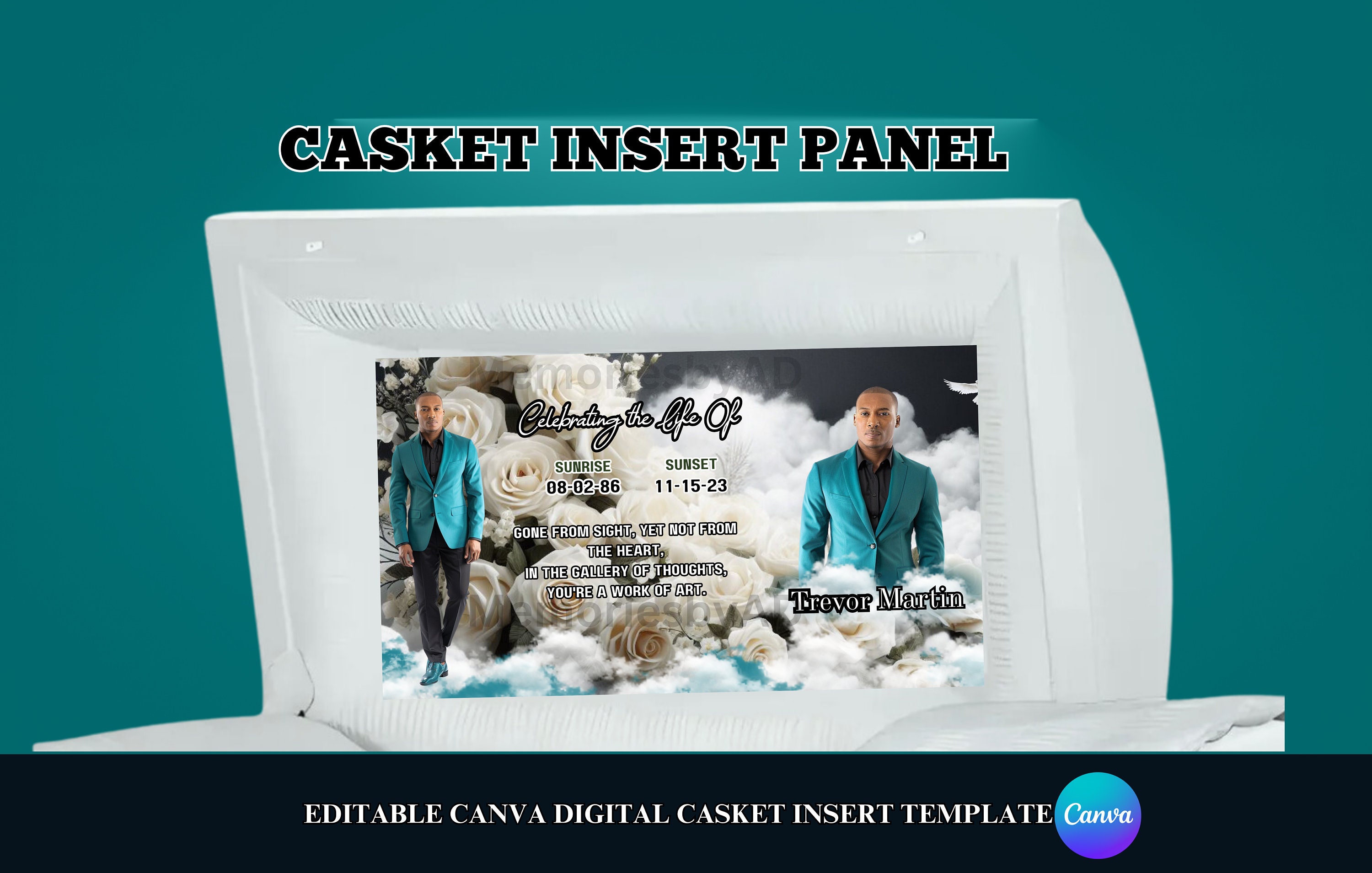 Memorial Casket Panel Template, Digital Casket Panel Design Template ...