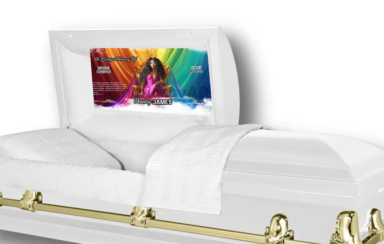 Rainbow Throne Casket Panel Insert Template: Canva Editable Digital ...