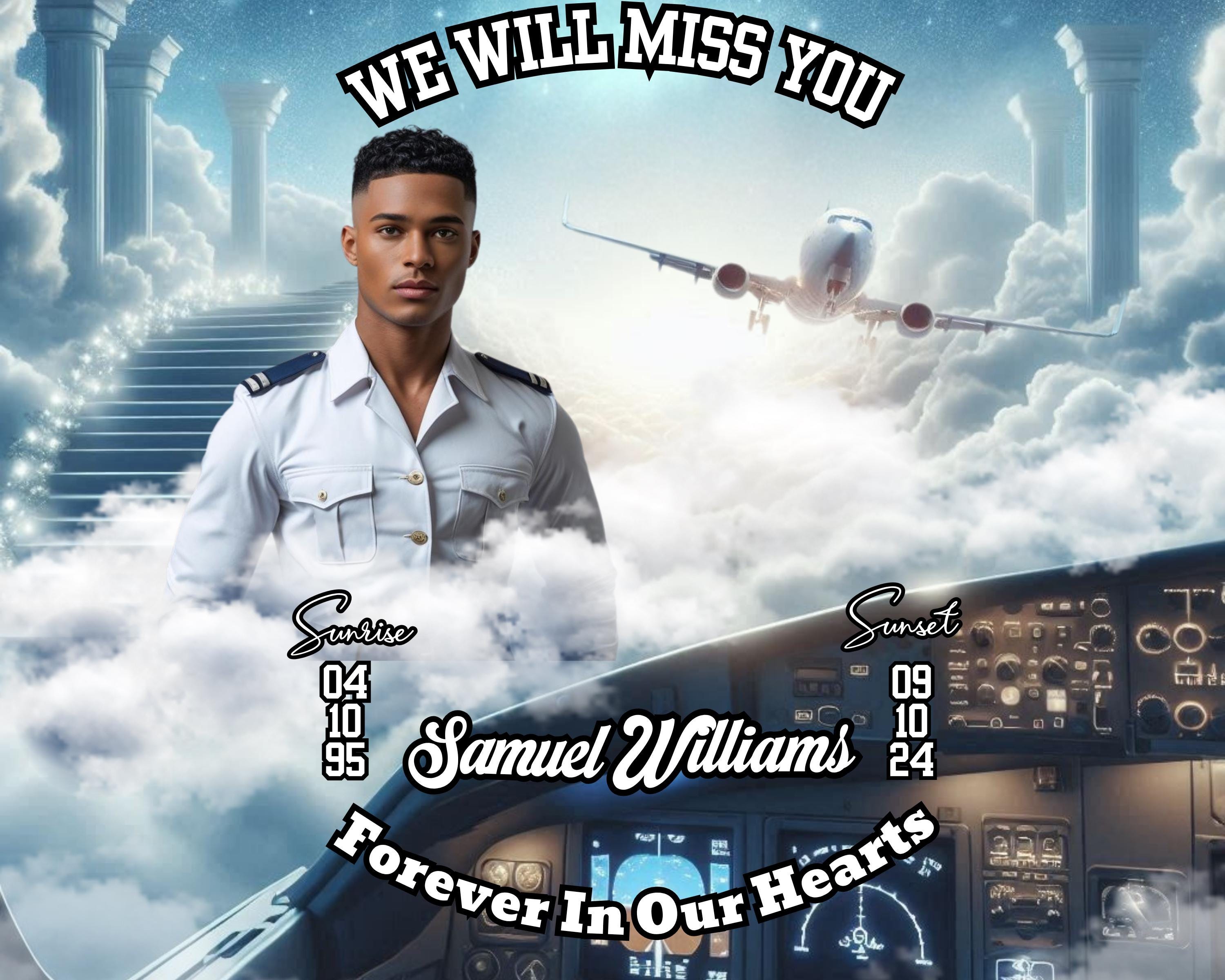 Digital Pilot Funeral Button Template, Custom Memorial Pilot Tribute ...