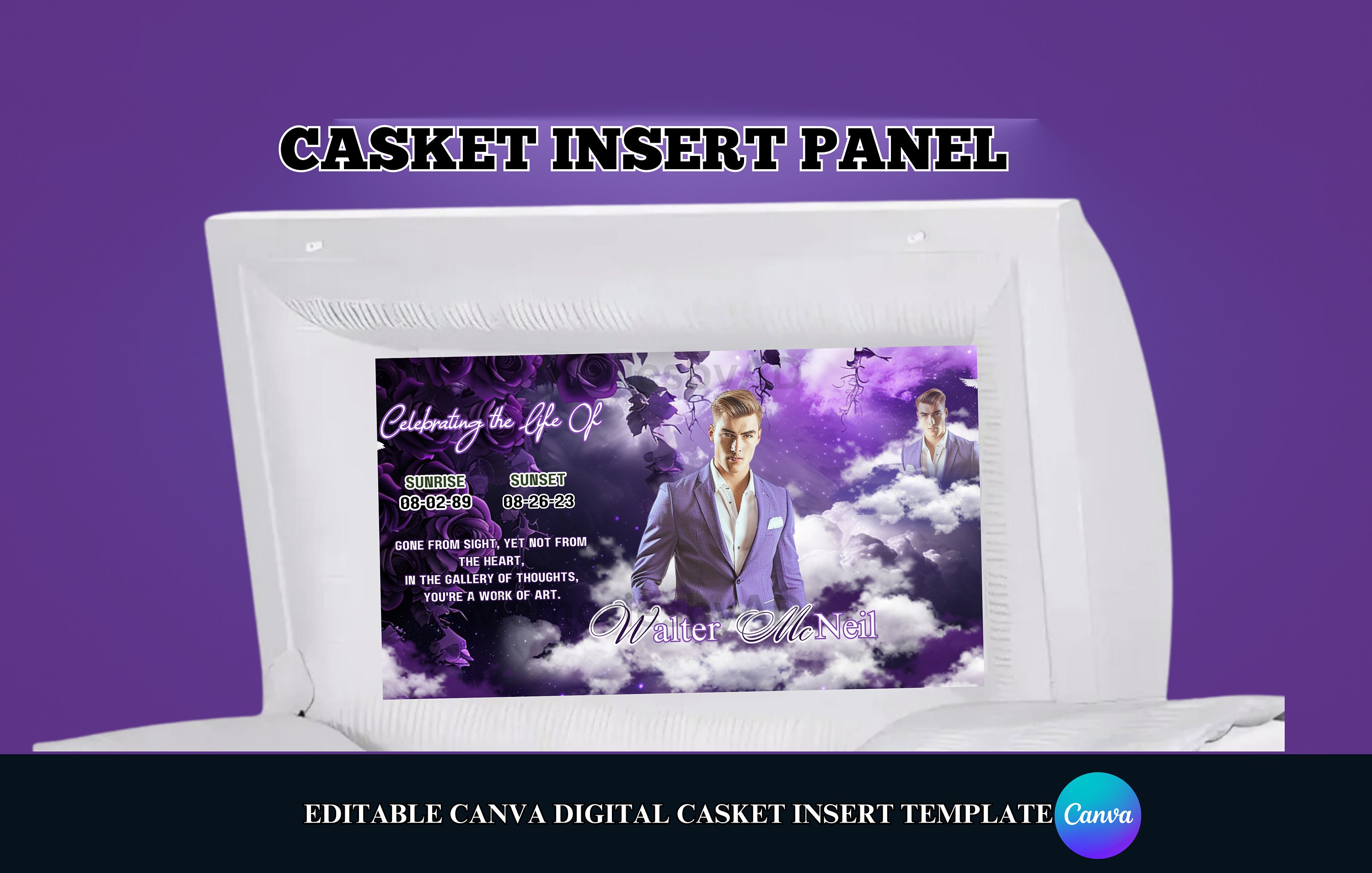 Memorial Casket Panel Template, Digital Casket Panel Design Template ...