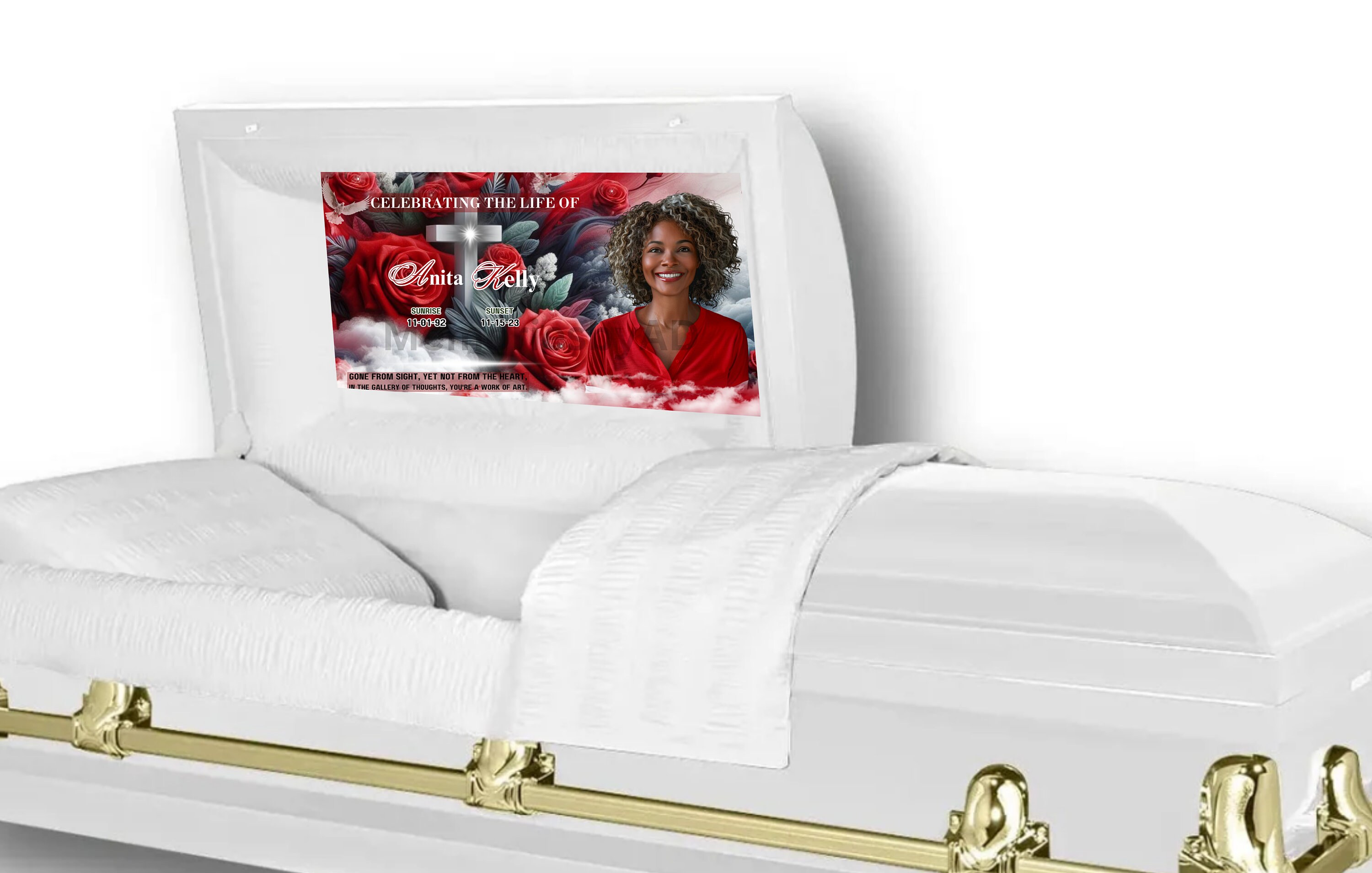 Red Roses Casket Insert, Casket Panel Design Template, Memorial Casket ...