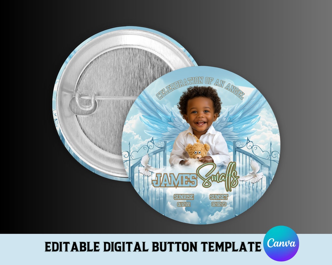 Baby Digital Button Design Template, Child Memorial Button Template ...