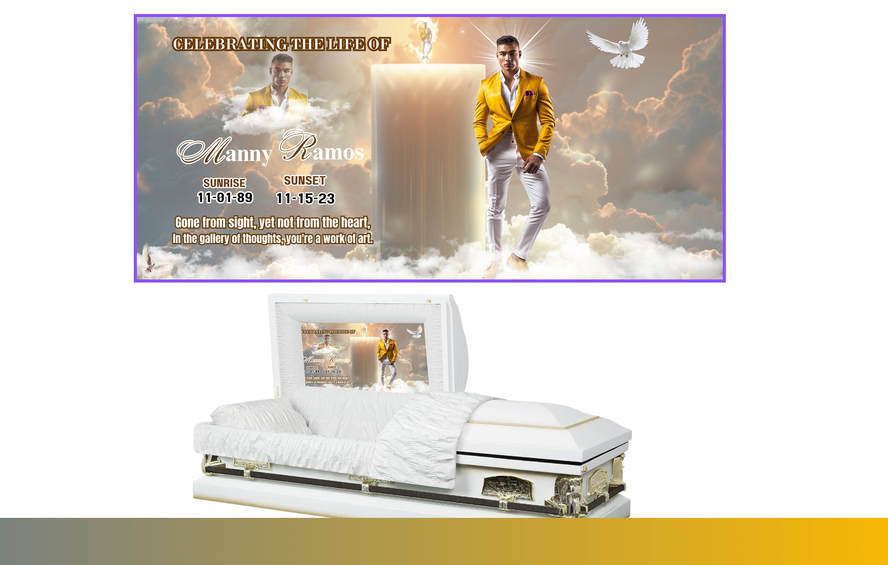 Casket Panel Design Template, Memorial Casket Panel Template, Canva RIP ...