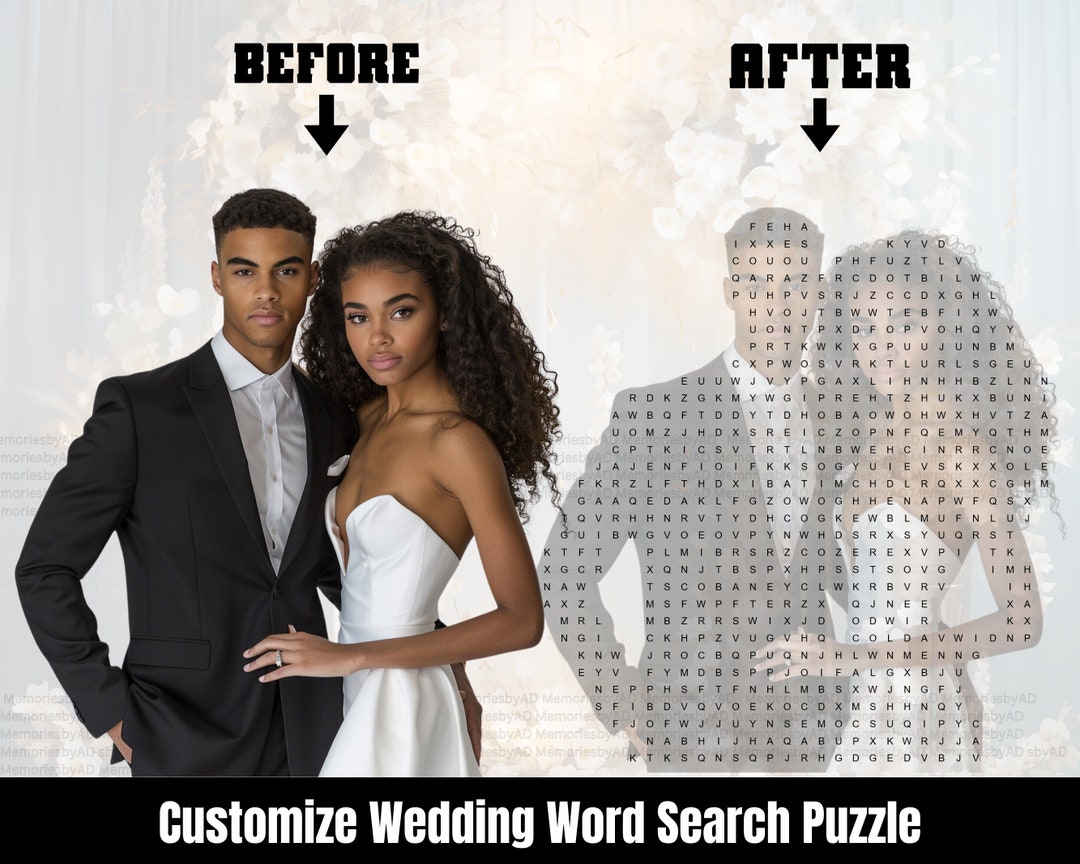 Custom Wedding Couple Word Search Activities, Wedding Customize Word ...