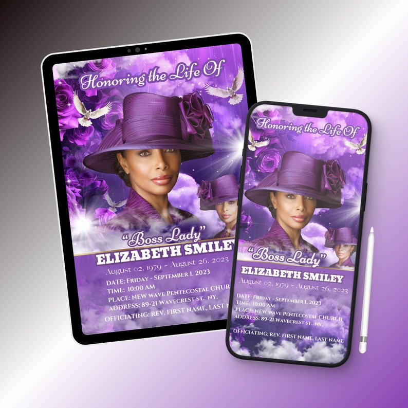 Digital Memorial Flyer, Funeral Announcement Template, Memorial Service ...