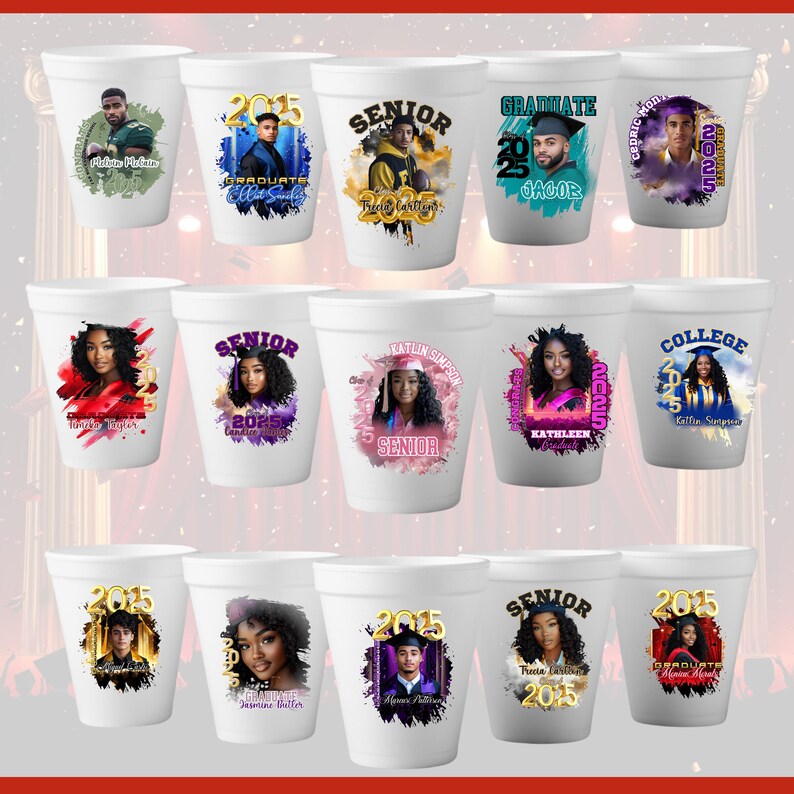 16 Graduation Styrofoam Cup Template Bundle, 16 Editable Canva ...