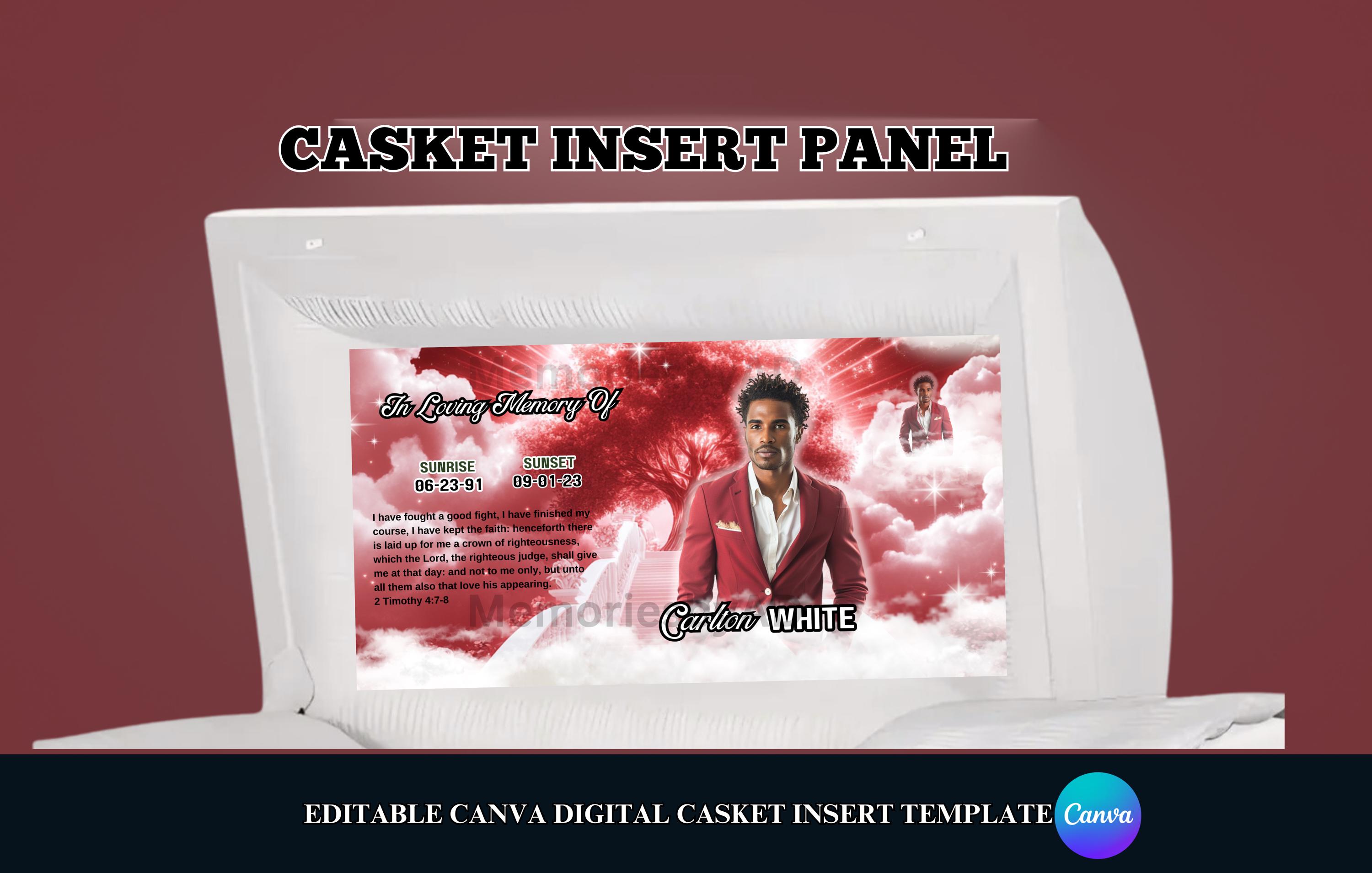 Red Tree Memorial Casket Insert, Memorial Casket Panel Template, Canva ...