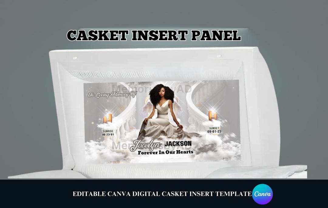 Stairway Memorial Casket Insert, Memorial Casket Panel Template, Canva ...