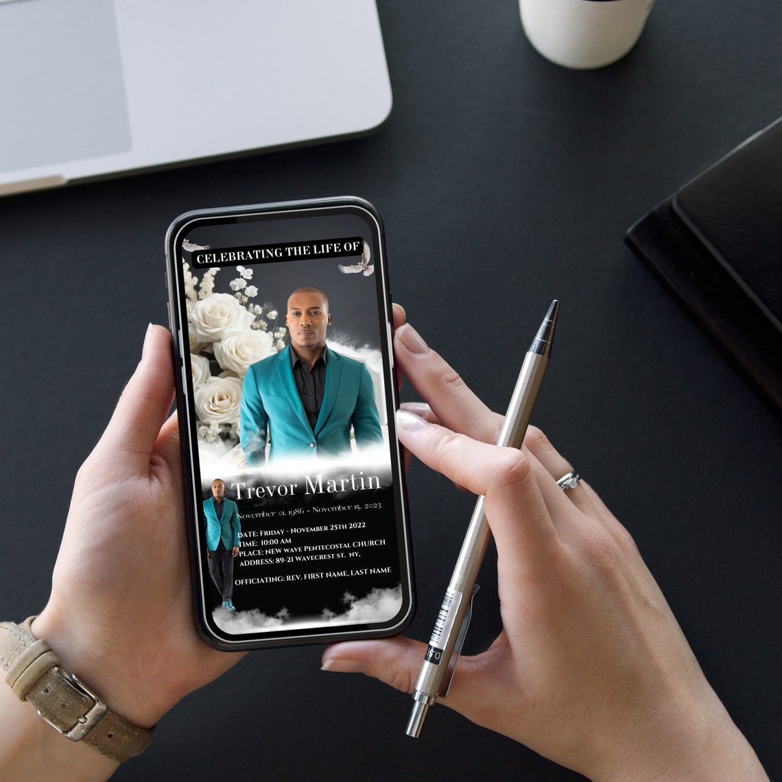 Digital Memorial Flyer, Funeral Announcement Template, Memorial Service ...