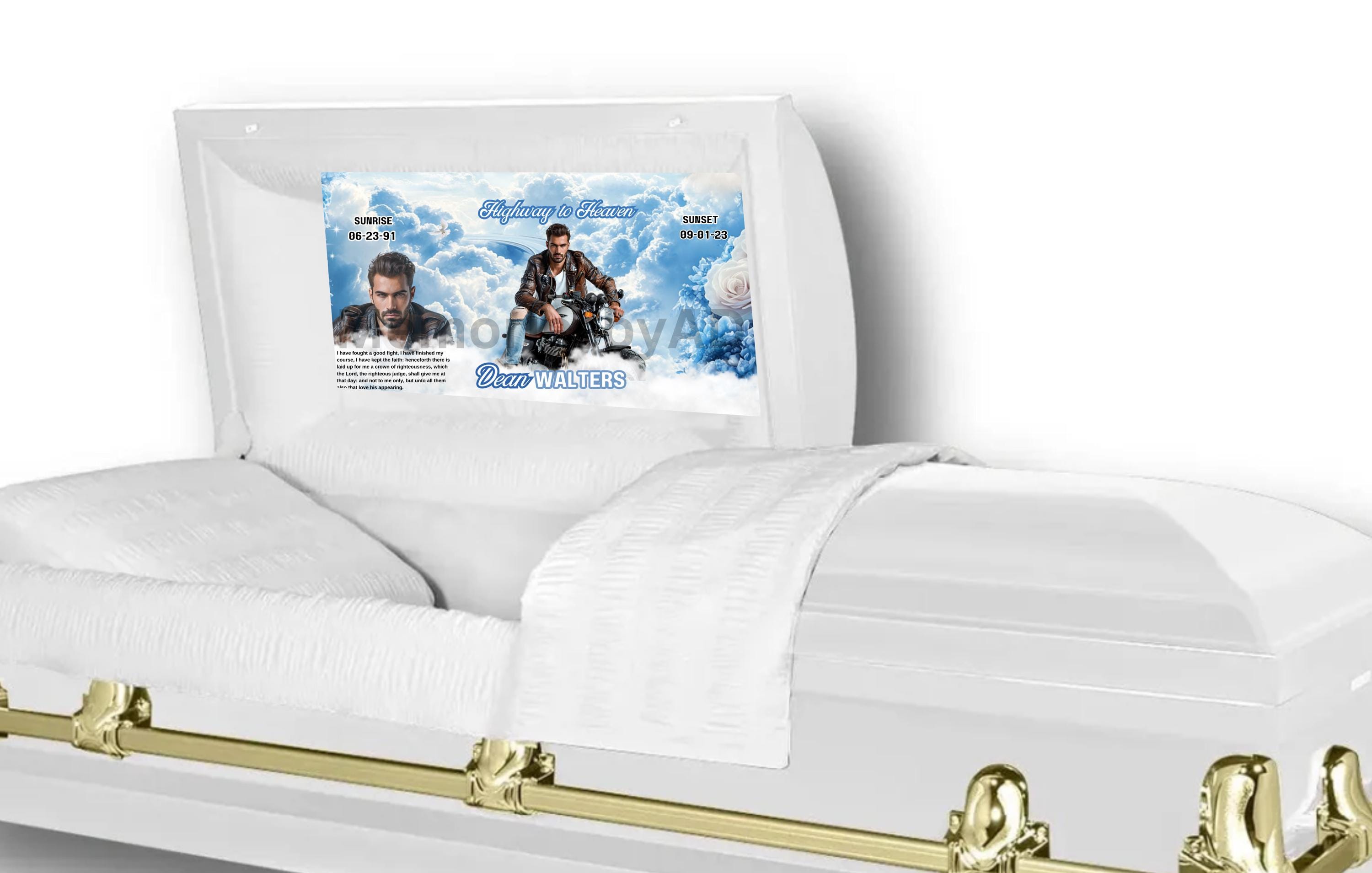 Open Road Memorial Casket Insert, Memorial Casket Panel Template, Canva ...