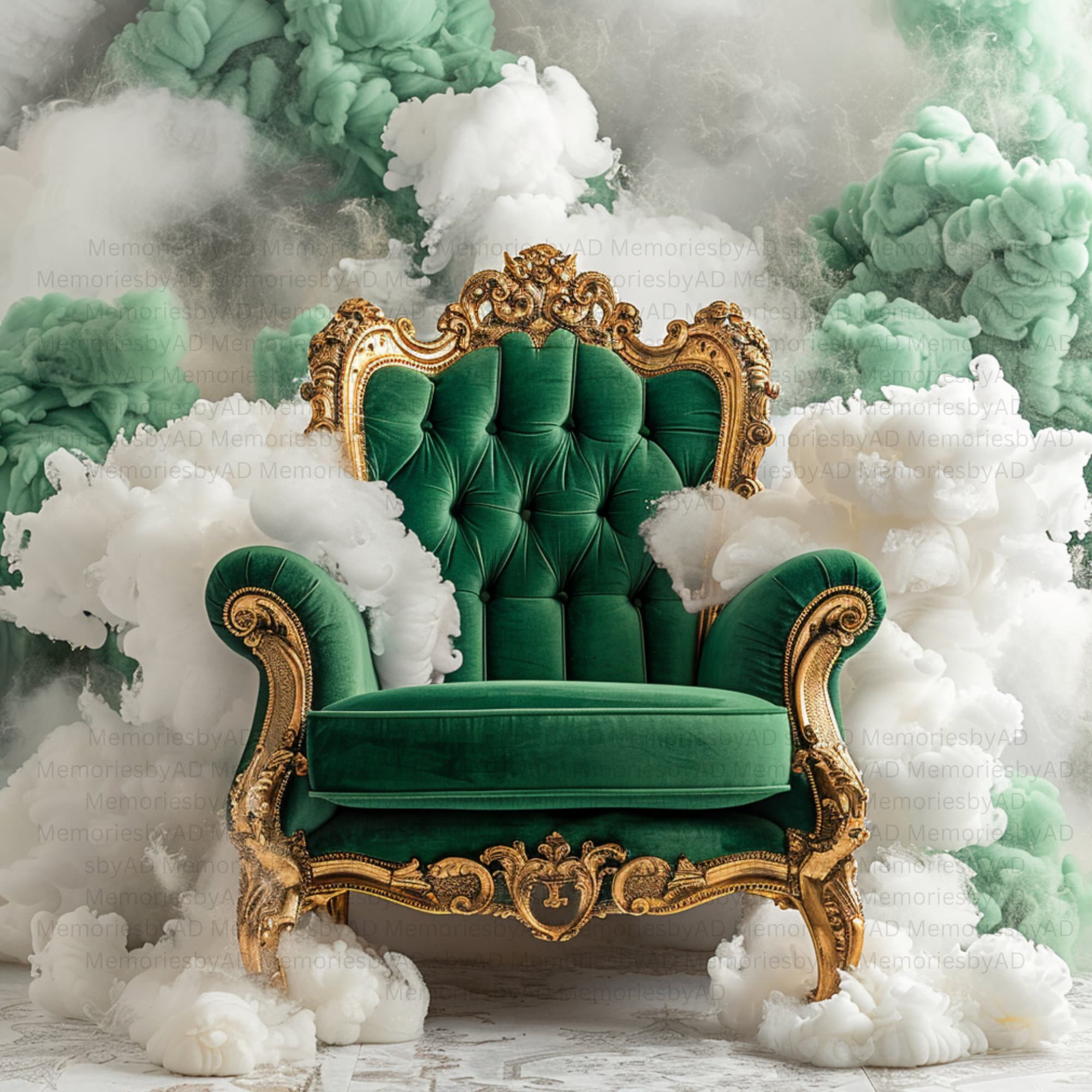 Green White and Gold Memorial Chair Template, Green and White ...