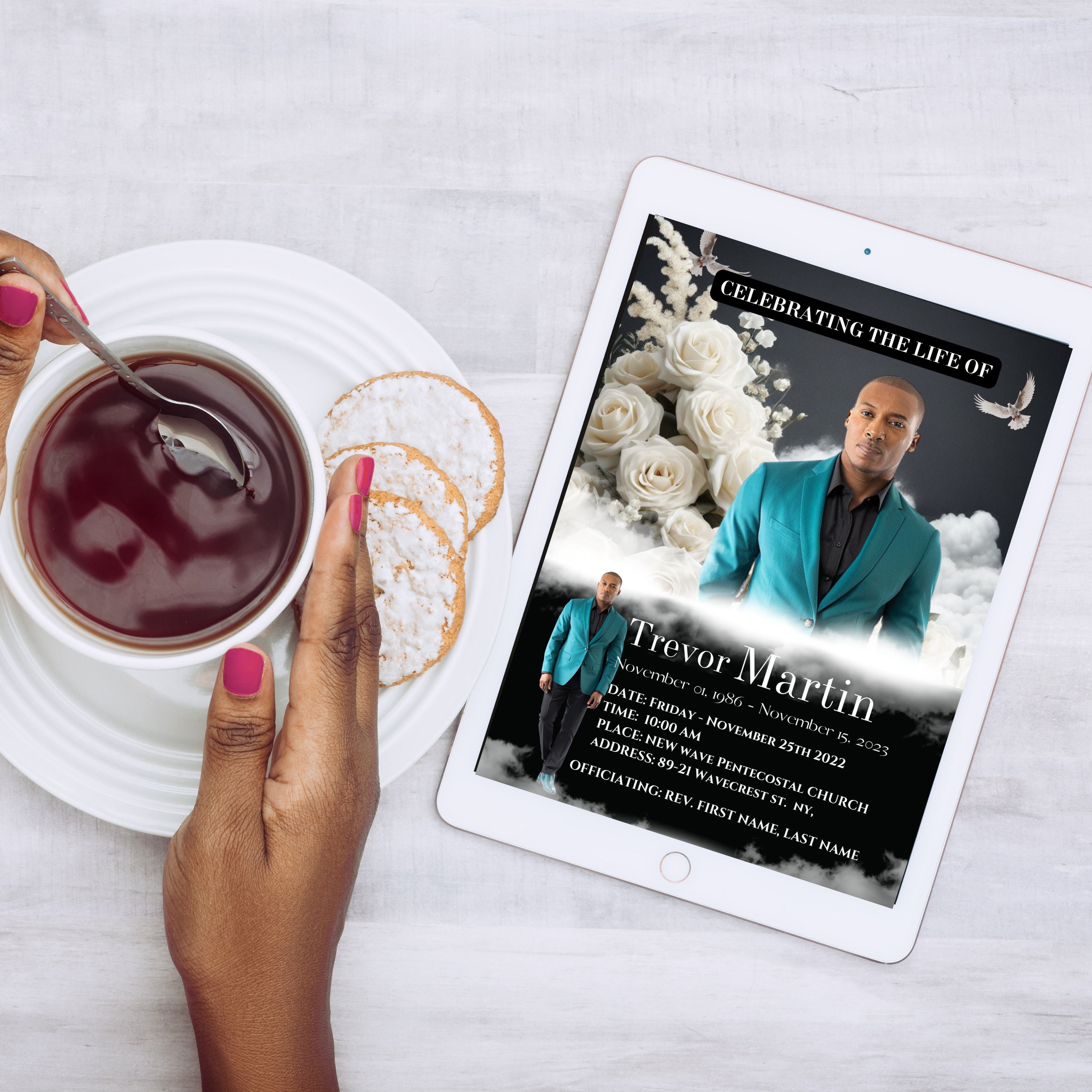 Digital Memorial Flyer, Funeral Announcement Template, Memorial Service ...