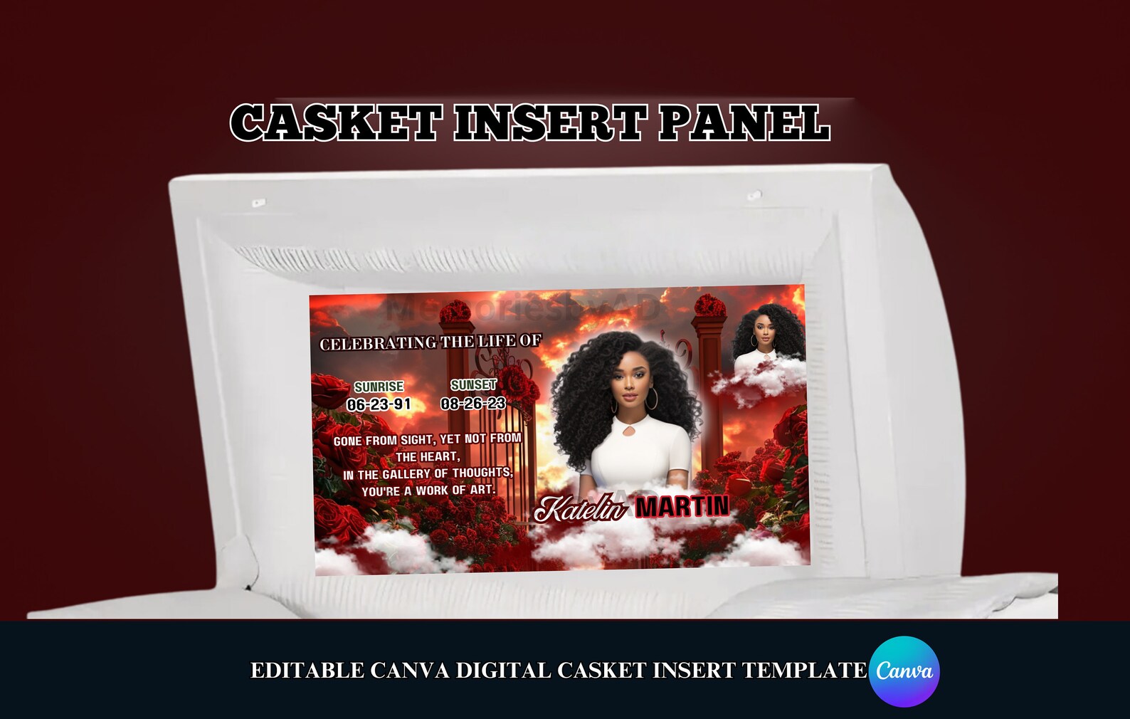 Memorial Casket Panel Template, Digital Casket Panel Design Template ...