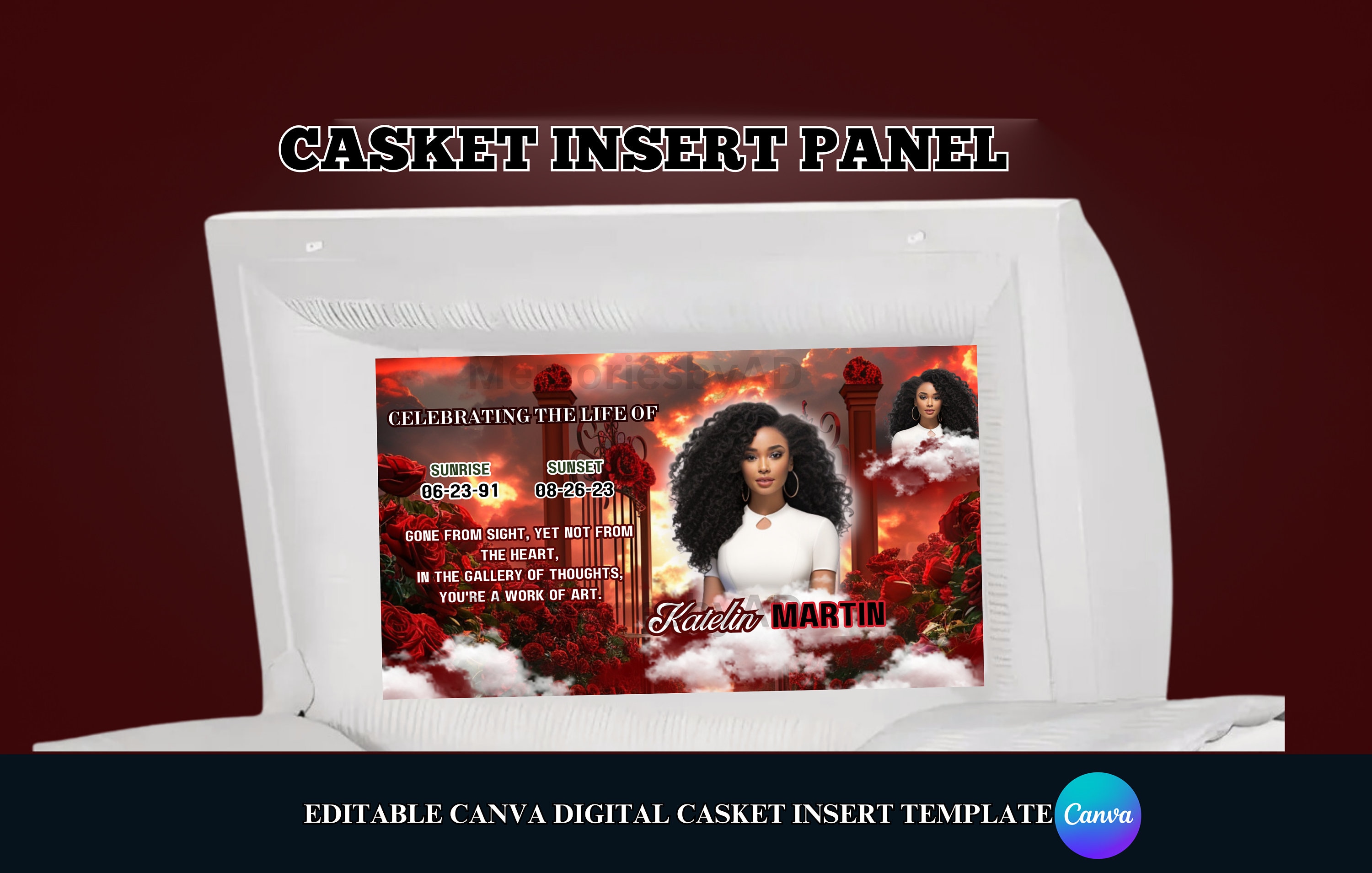 Memorial Casket Panel Template, Digital Casket Panel Design Template ...