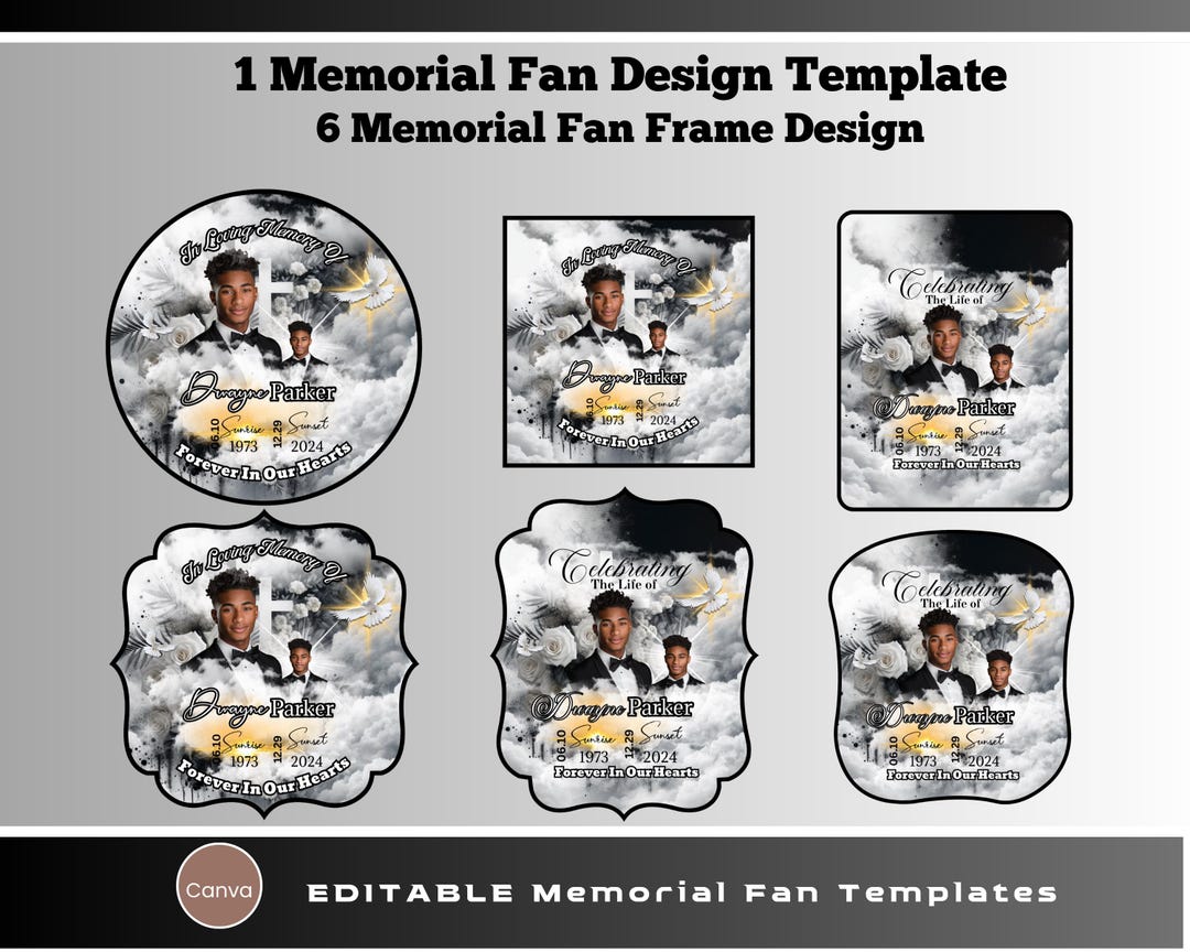 Memorial Funeral Fan Template, Paddle Fan Template, Canva Funeral Fan ...