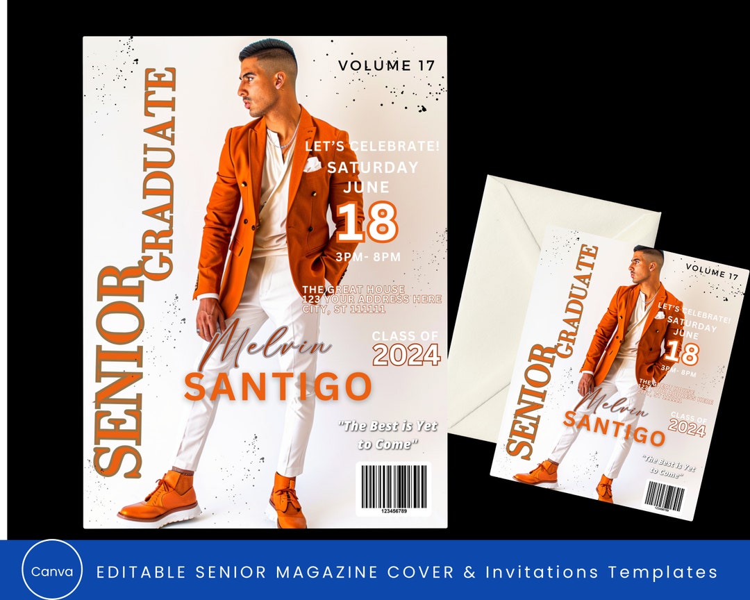 Graduation Template, High School, Senior, College Editable Magazine ...