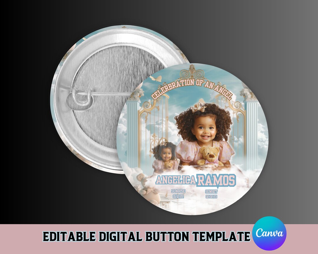 Baby Digital Button Design Template, Child Memorial Button Template ...