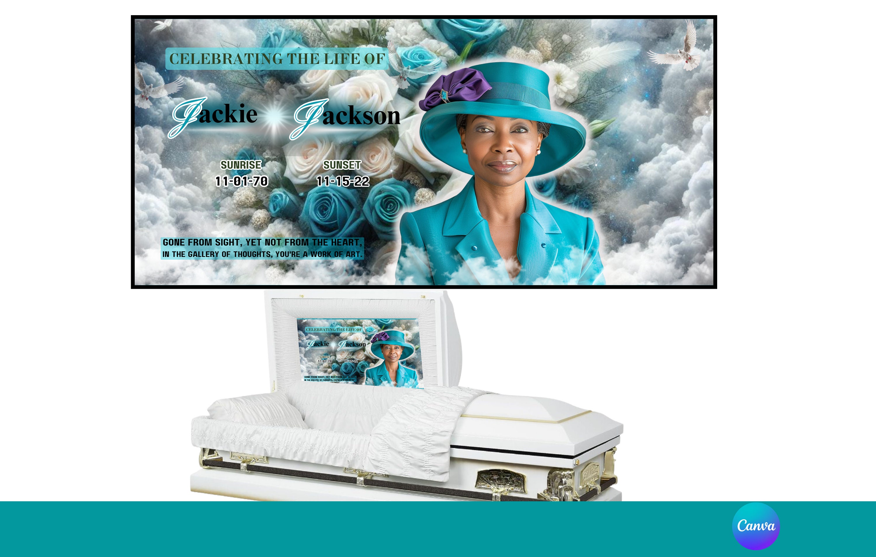 Casket Panel Design Template, Memorial Casket Panel Template, Canva RIP ...