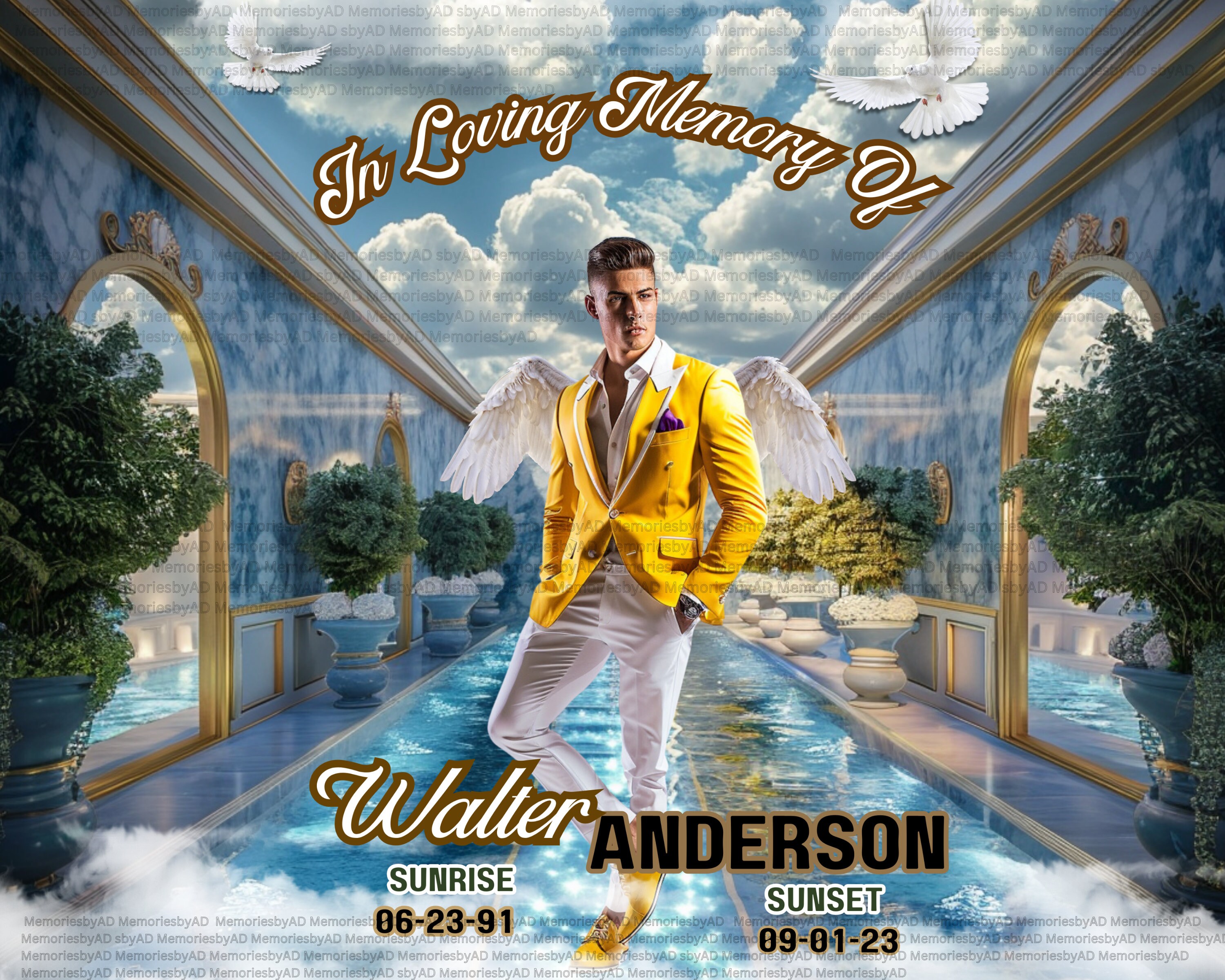 Swimming Pool Runway Memorial Template, Digital Memorial Poolside ...