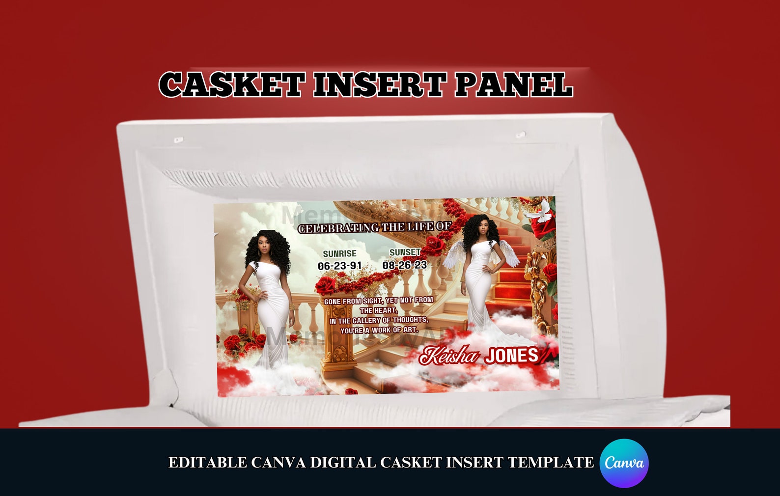 Memorial Casket Panel Template, Digital Casket Panel Design Template, Canva RIP Casket Panel ...