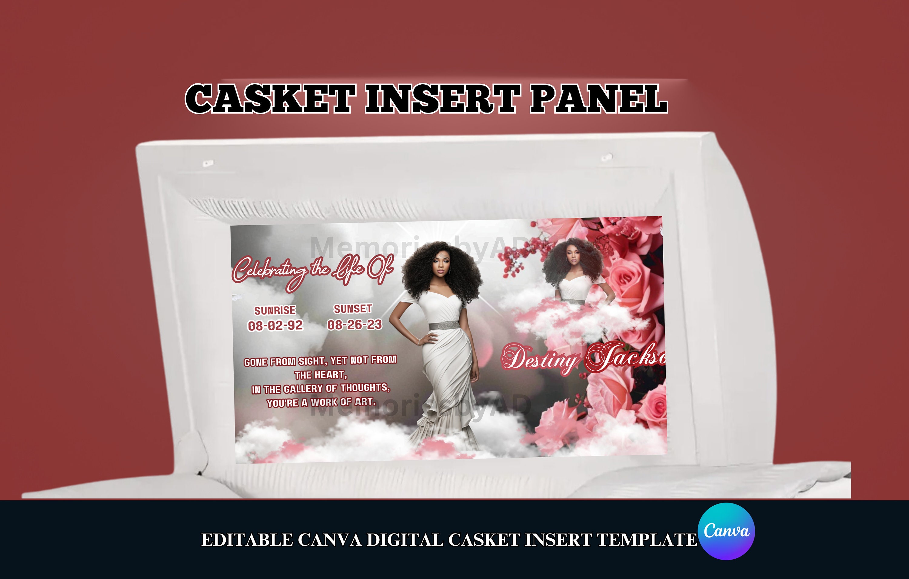 Memorial Casket Panel Template, Digital Casket Panel Design Template ...