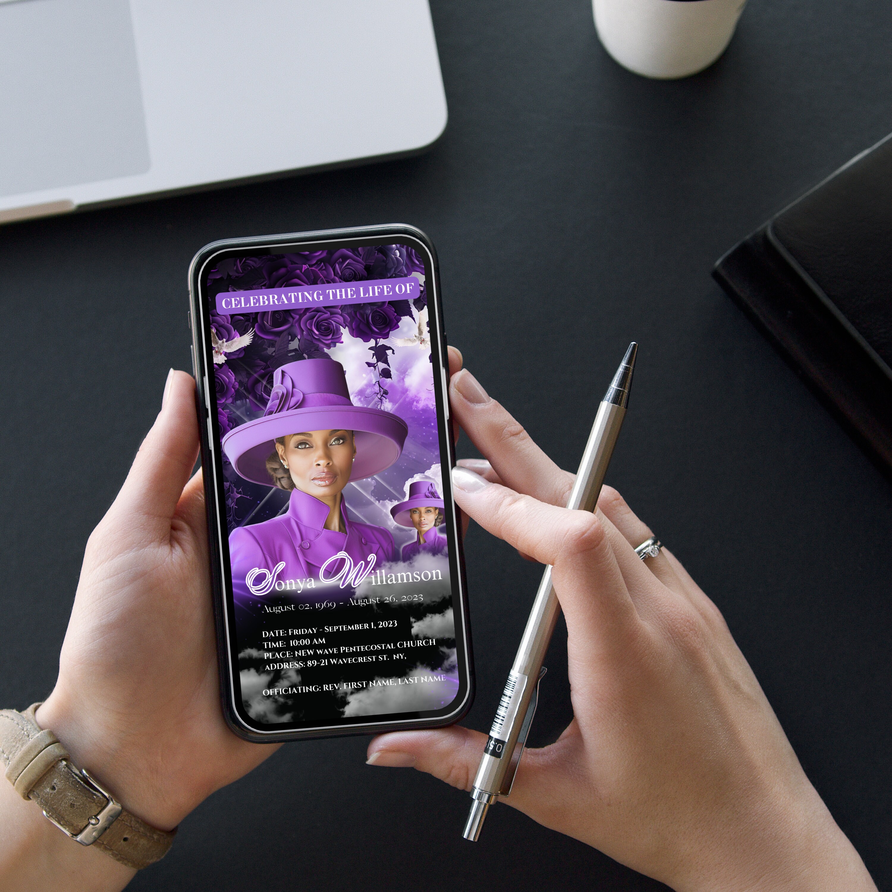 Digital Memorial Flyer, Funeral Announcement Template, Memorial Service ...